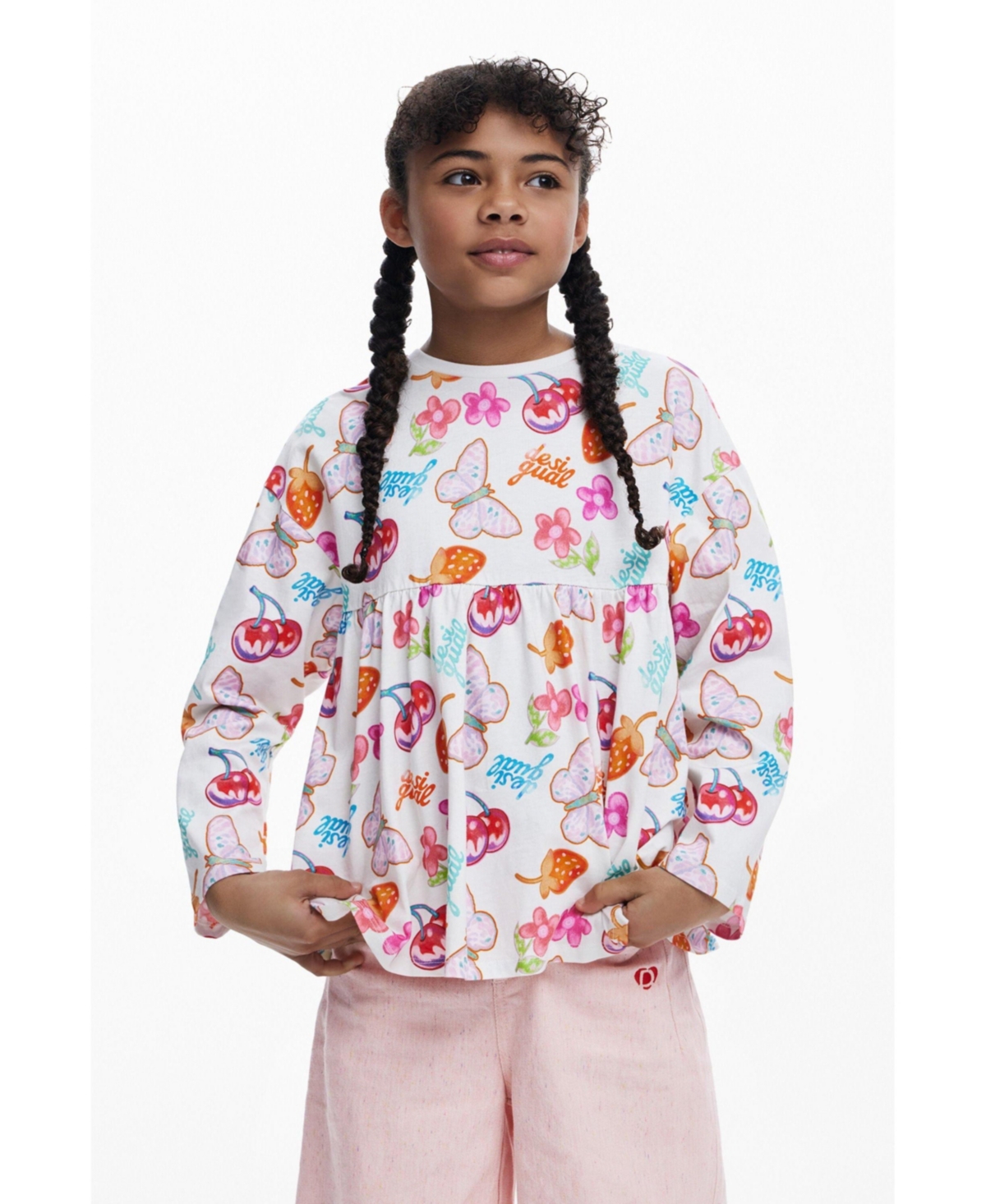 Click here for Desigual Girls Girlss A-line fruit T-shirt - Multi prices