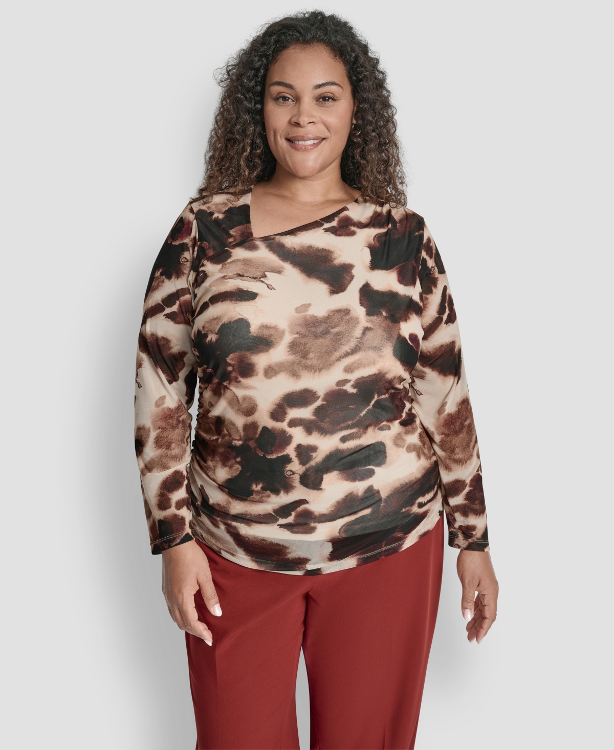 Click here for Dkny Plus Size Asymmetrical Neck Side Ruched Long... prices