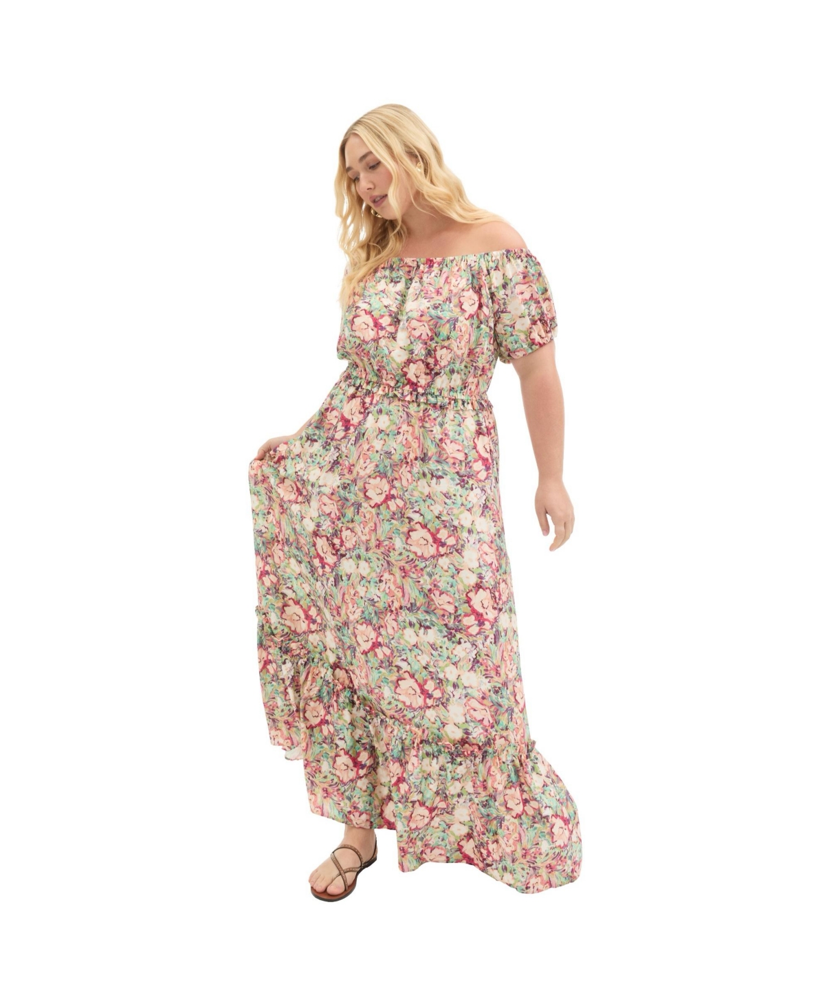Click here for June + Vie Womens Plus Size Off-The-Shoulder Maxi... prices