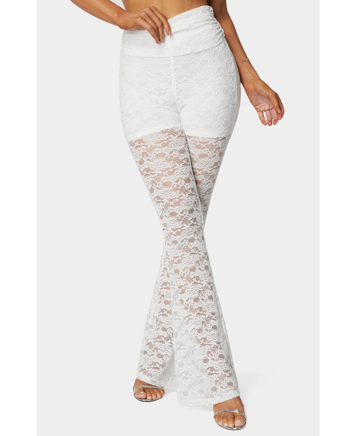 Click here for Flared Lace Pant - White alyssum prices