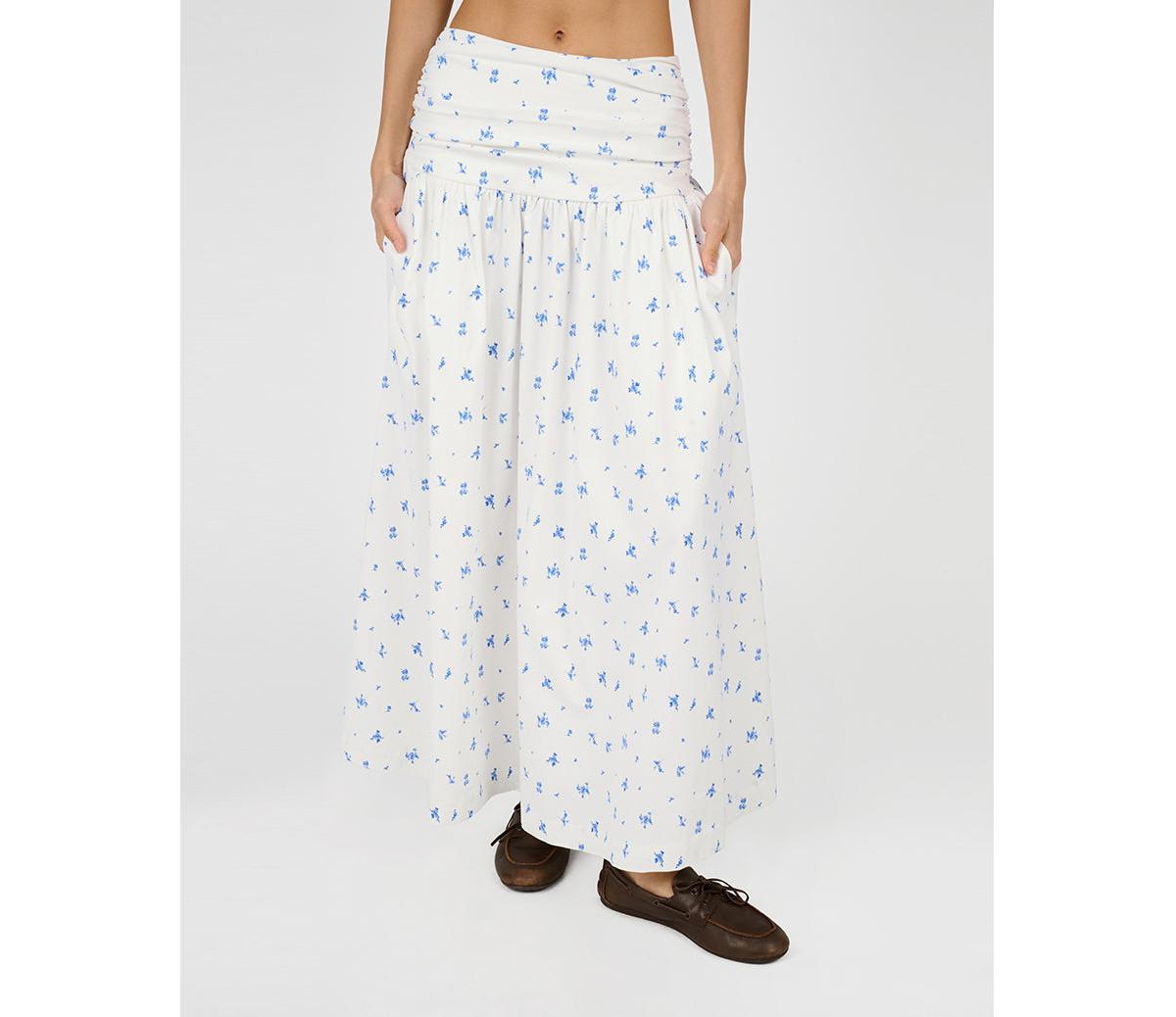 Click here for WeWoreWhat Ruched Waist Midi Skirt - Open Blue 461 prices