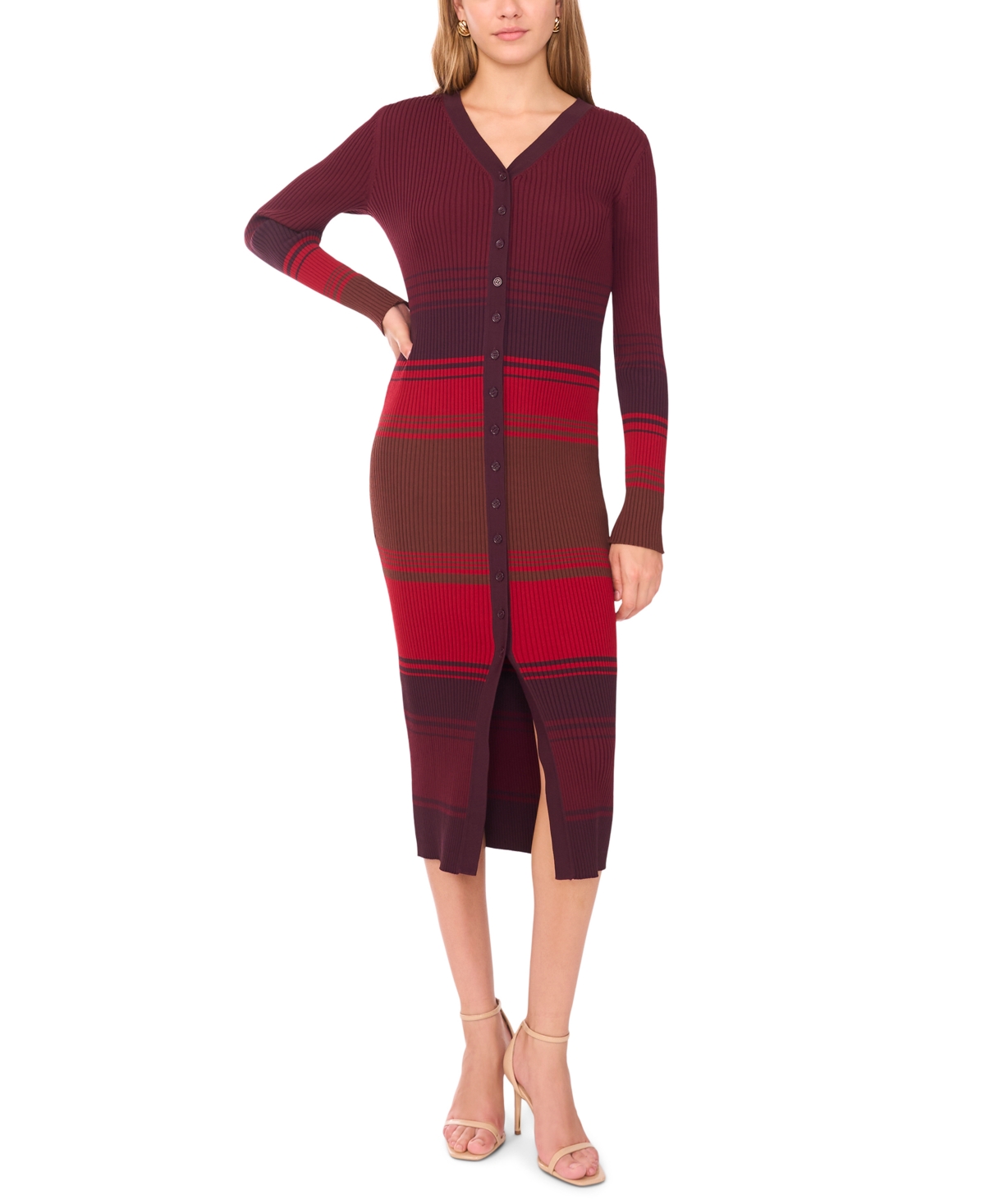 Click here for 1.state Womens V-Neck Button Up Sweater Dress - Wi... prices
