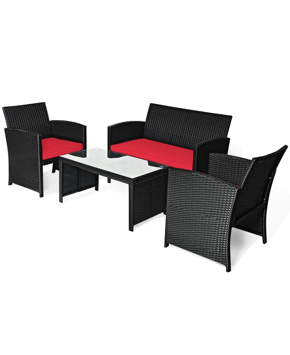 Click here for Gymax 4PCS Rattan Outdoor Conversation Set Patio F... prices