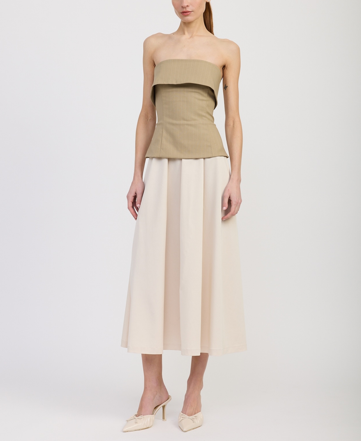 Click here for En Saison Womens Arden Mixed Media Strapless Sleev... prices