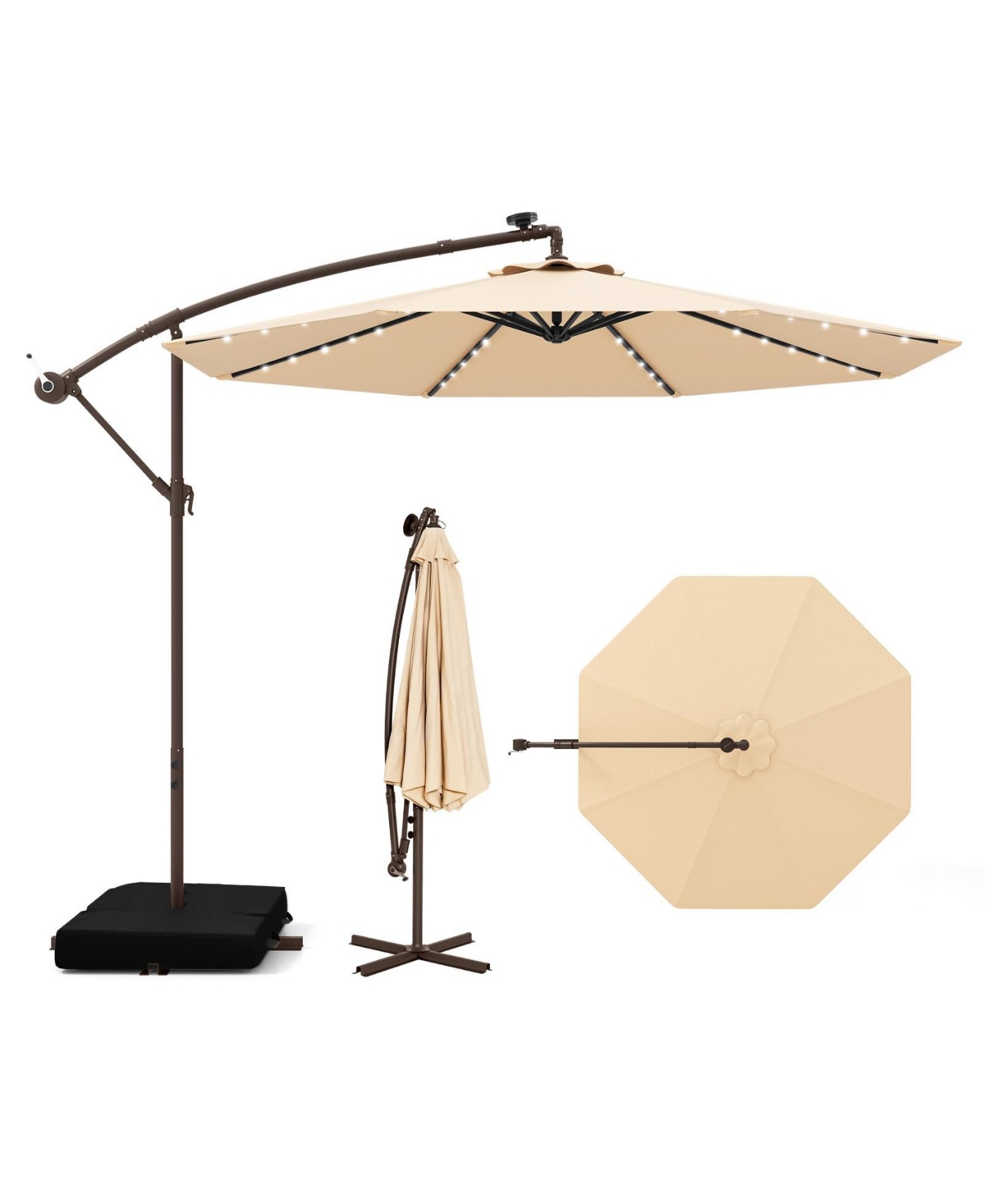 Click here for 10 Feet Solar Offset Hanging Umbrella with 40 Lamp... prices