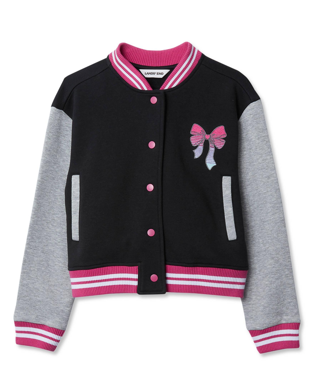 Click here for Lands End Girls Varsity Bomber Jacket - Bow/black/... prices