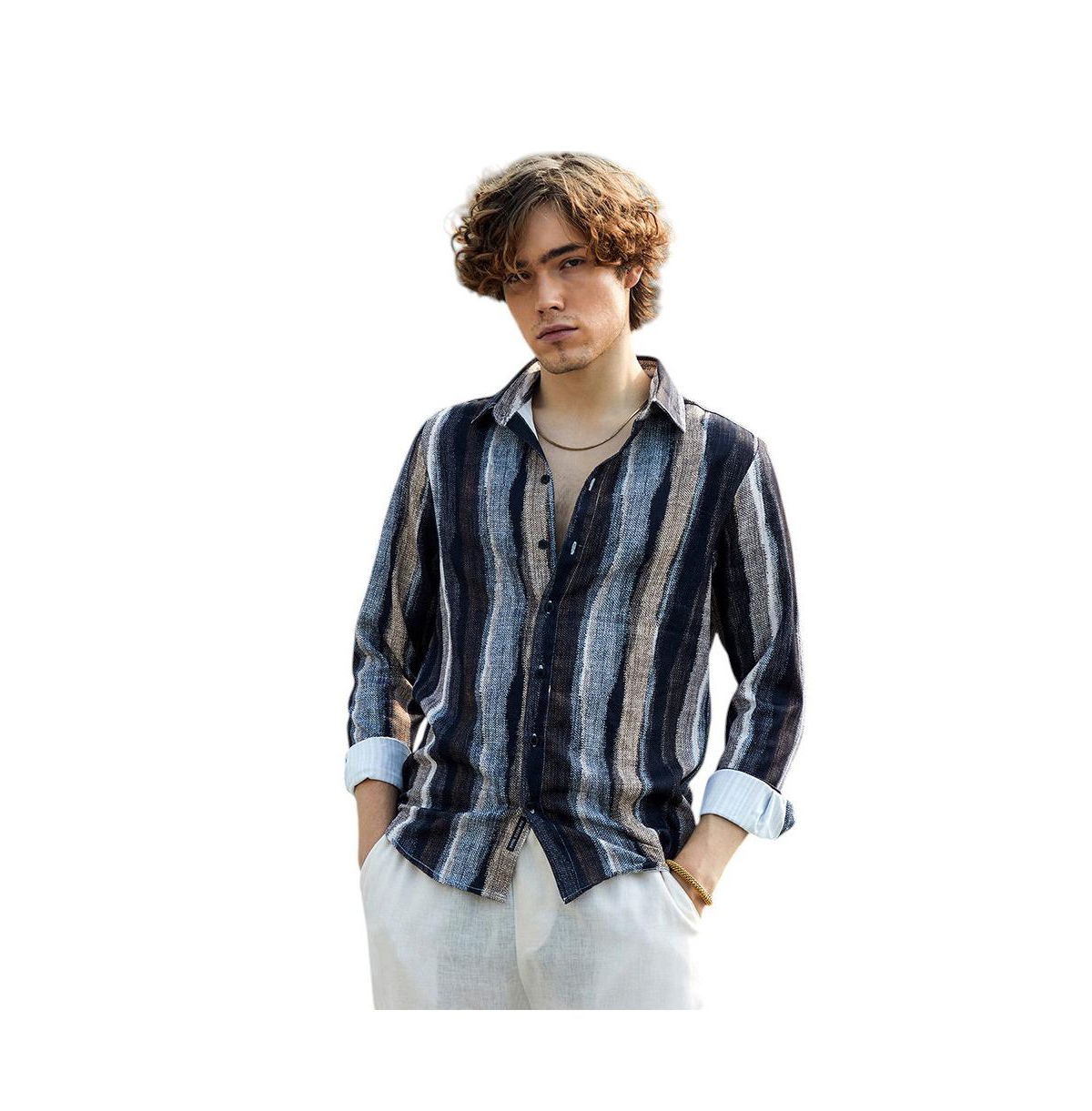Click here for Campus Sutra Mens Prussian Blue & Ash Brown Brushe... prices