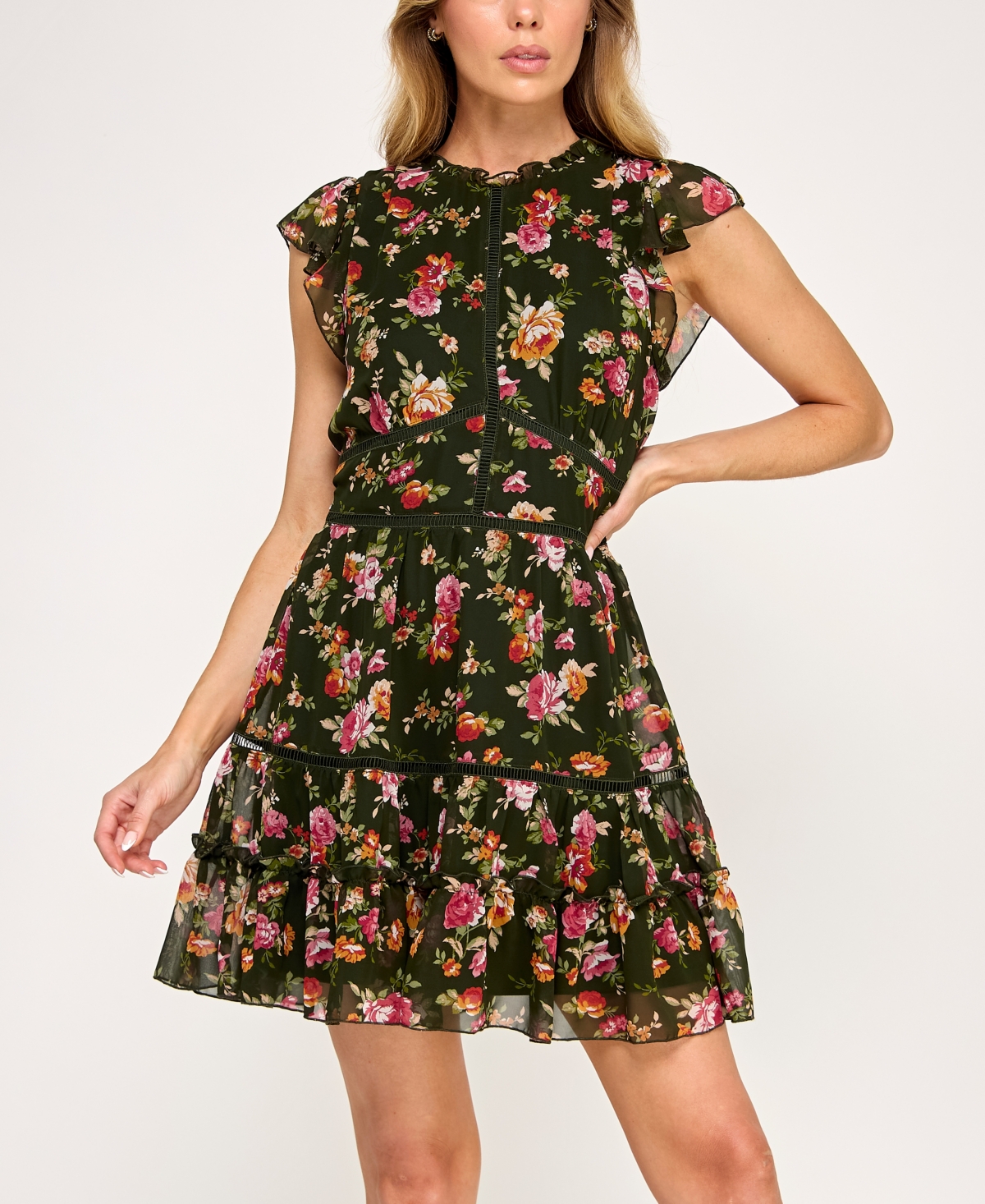 Click here for Trixxi Womens Ruffle Tiered Fit and Flare Dress -... prices