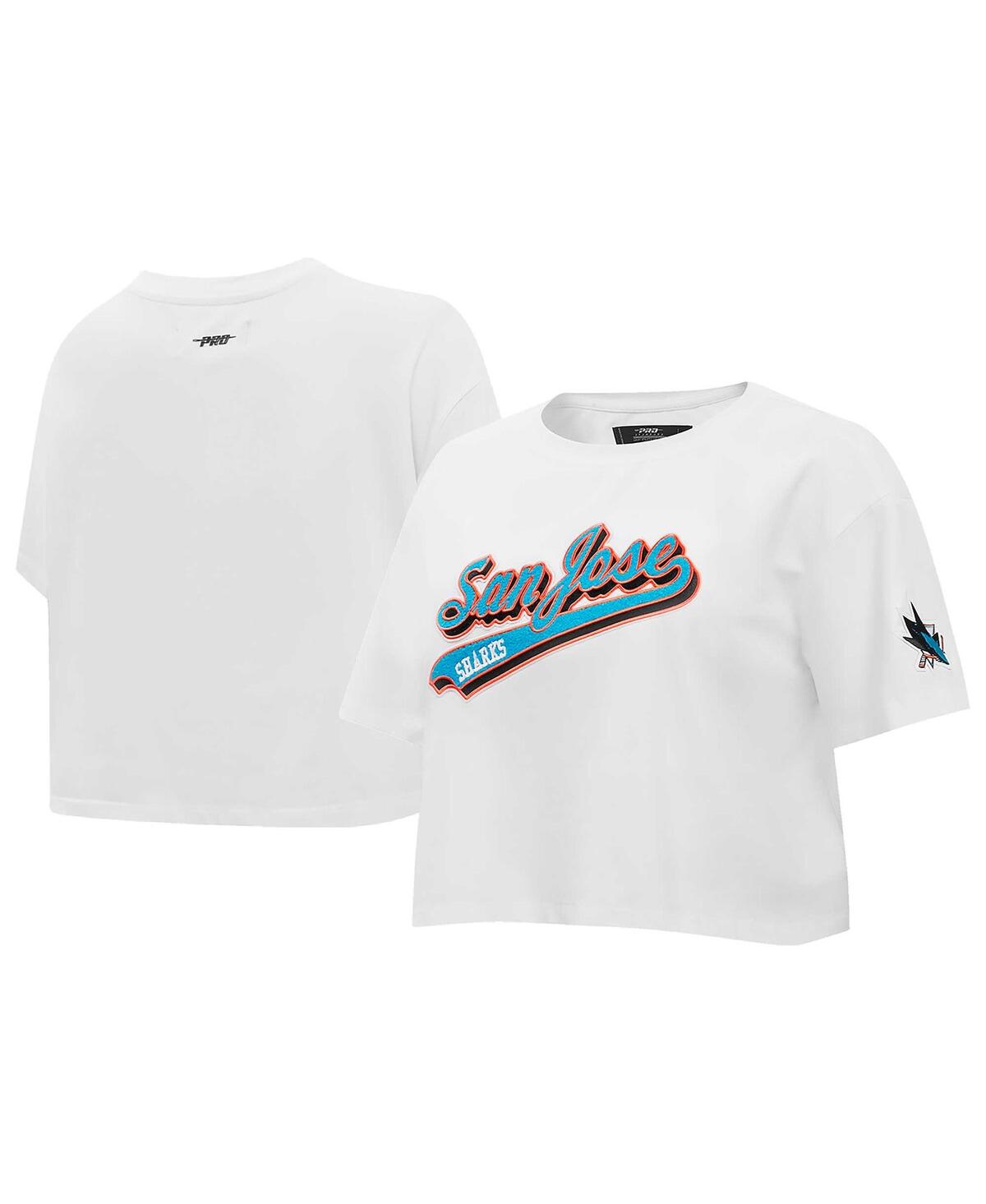 Click here for Pro Standard Womens White San Jose Sharks Boxy Scr... prices