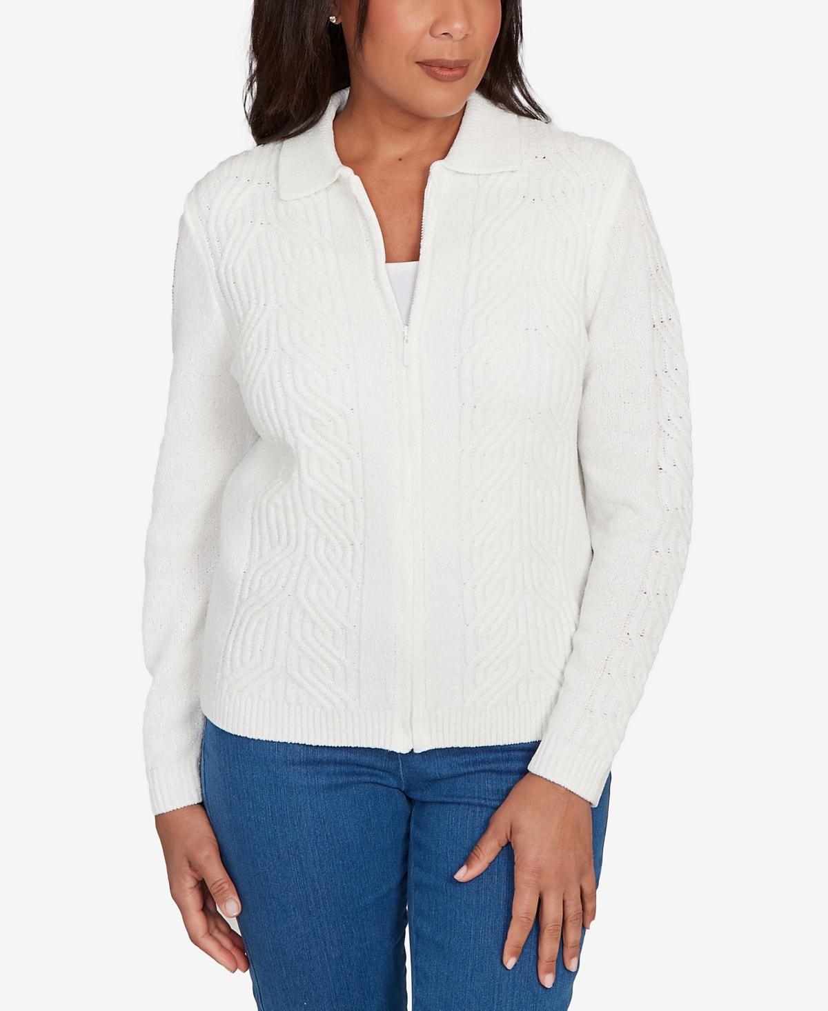 Click here for Alfred Dunner Womens Classic Zip-Front Chenille Co... prices