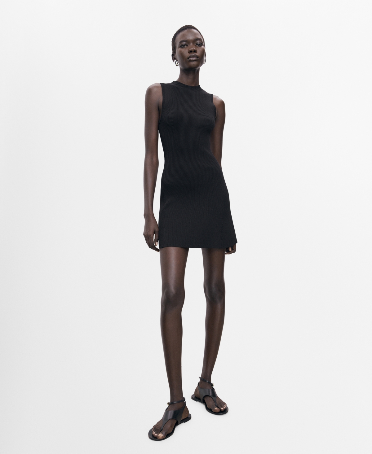 Click here for Mango Womens Short Knitted Dress - Black prices