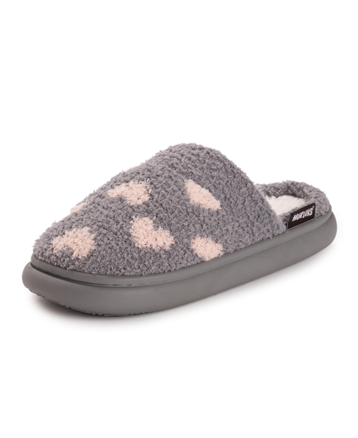 Click here for Muk Luks Womens Cori Cozy Scuff - Grey w. Pink hea... prices