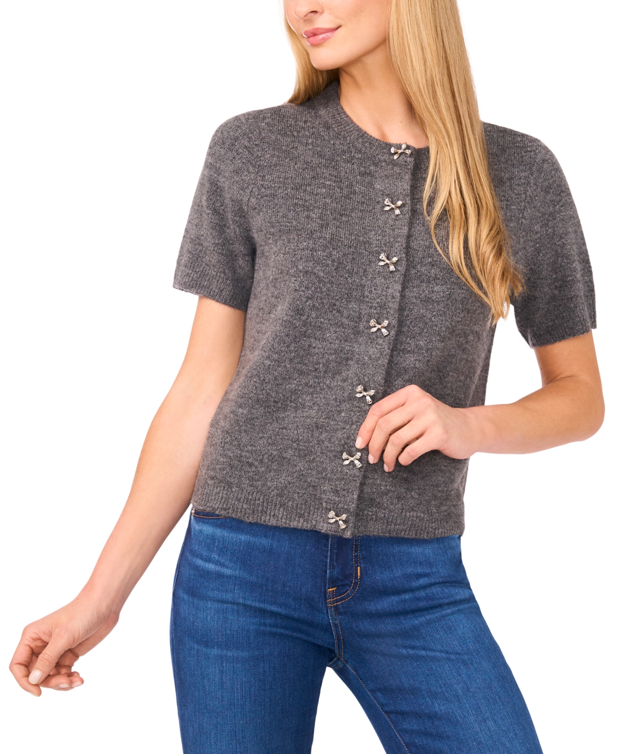 Click here for CeCe Womens Short Sleeve Bow Button Cardigan Sweat... prices