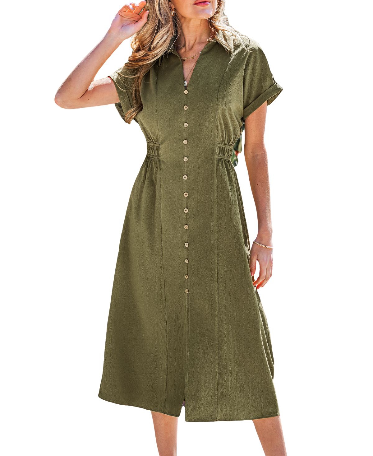 Cupshe Womens Pressed for Time Midi Beach Dress - Green