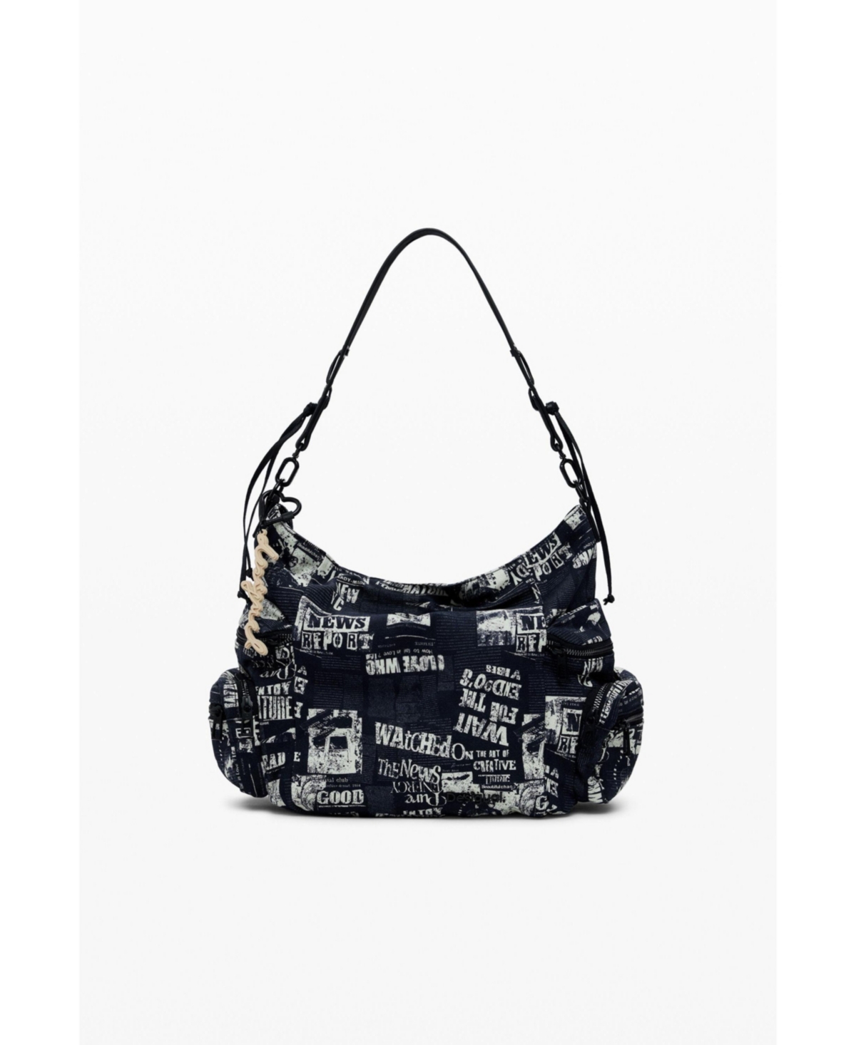 Click here for Desigual Womens Medium newspaper shoulder bag - Bl... prices