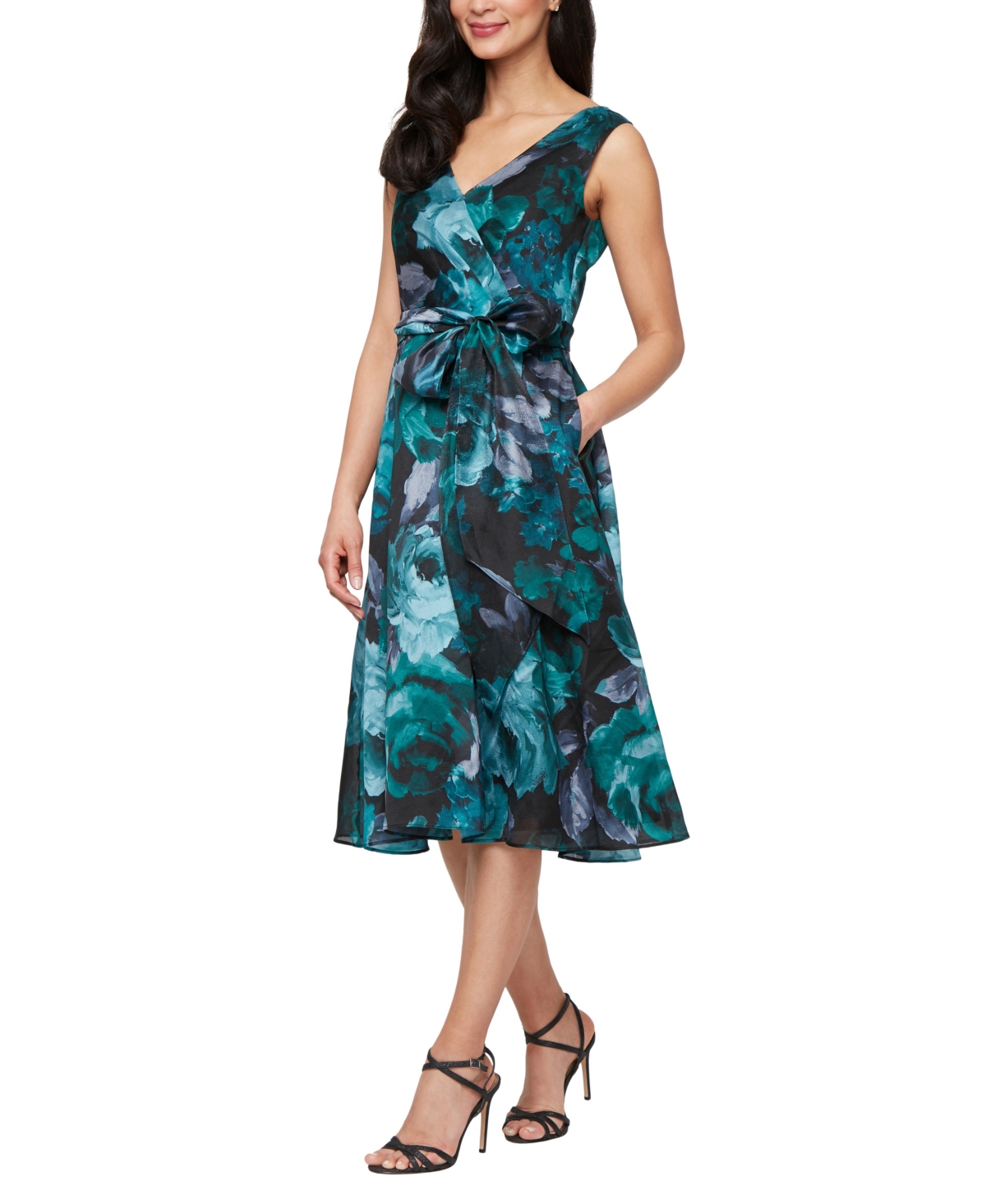 Click here for Alex Evenings Womens Printed Midi Yoryu Sleeveless... prices