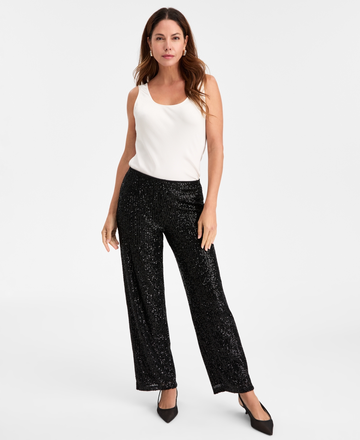 Click here for Jm Collection Womens Sequinned Pull-On Pants  Macy... prices