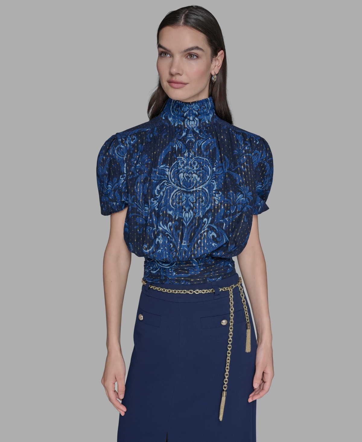 Click here for Karl Lagerfeld Paris Womens Metallic Printed Puff-... prices
