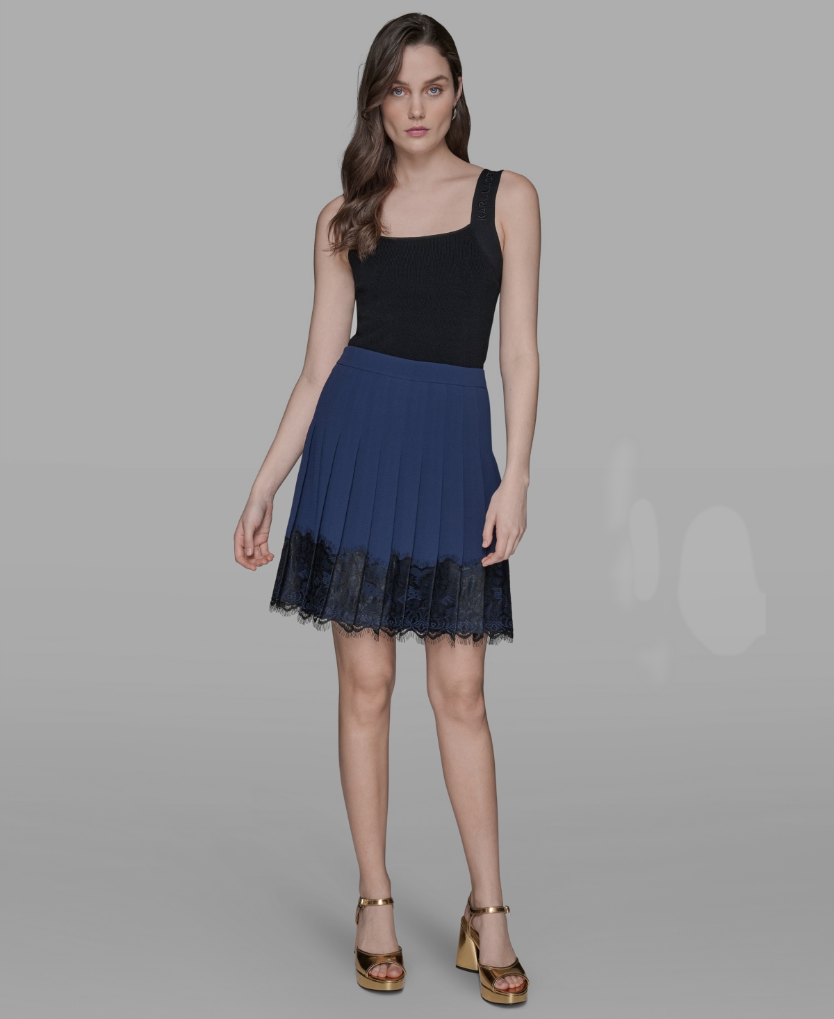 Click here for Karl Lagerfeld Paris Womens Pleated Lace-Trim Mini... prices