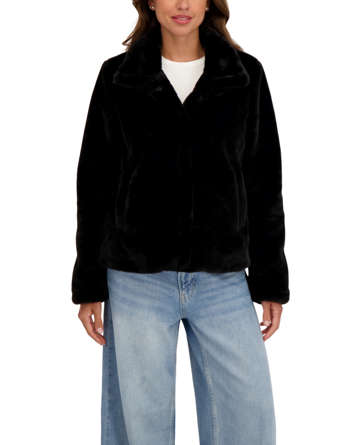 Click here for Sebby Collection Womens Short Faux Fur Jacket - Bl... prices