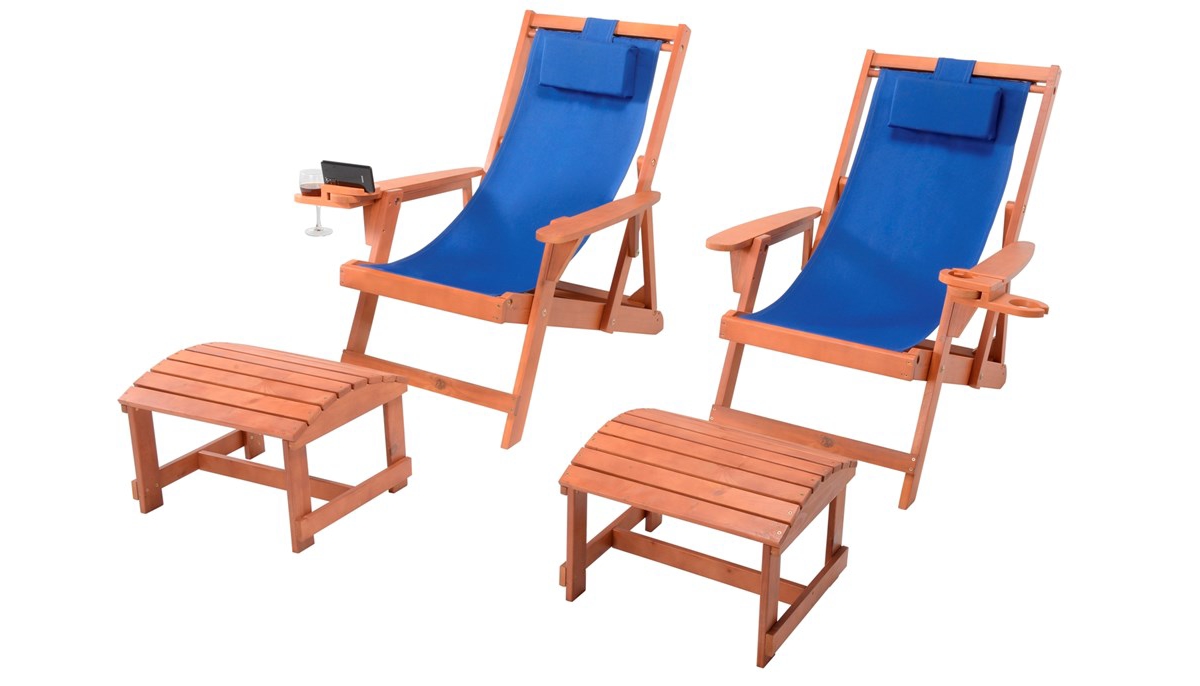 Click here for Jiallo Canvas Sling Chair With Cup And Wine Holder... prices