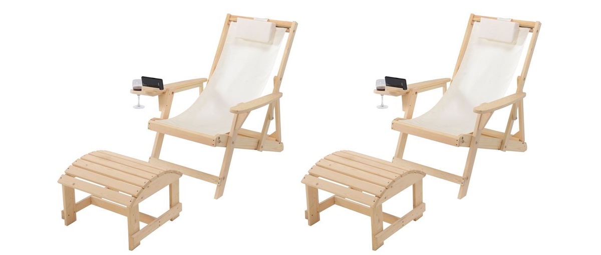 Click here for Jiallo Canvas Sling Chair With Cup And Wine Holder... prices