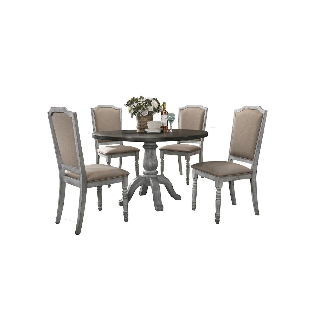 Click here for Roundhill Furniture Iris Weathered White Wood 5-Pc... prices