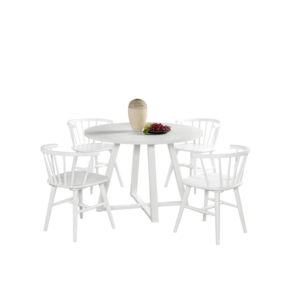 Click here for Roundhill Furniture Edo White Wood 5-Pc Dining Set... prices