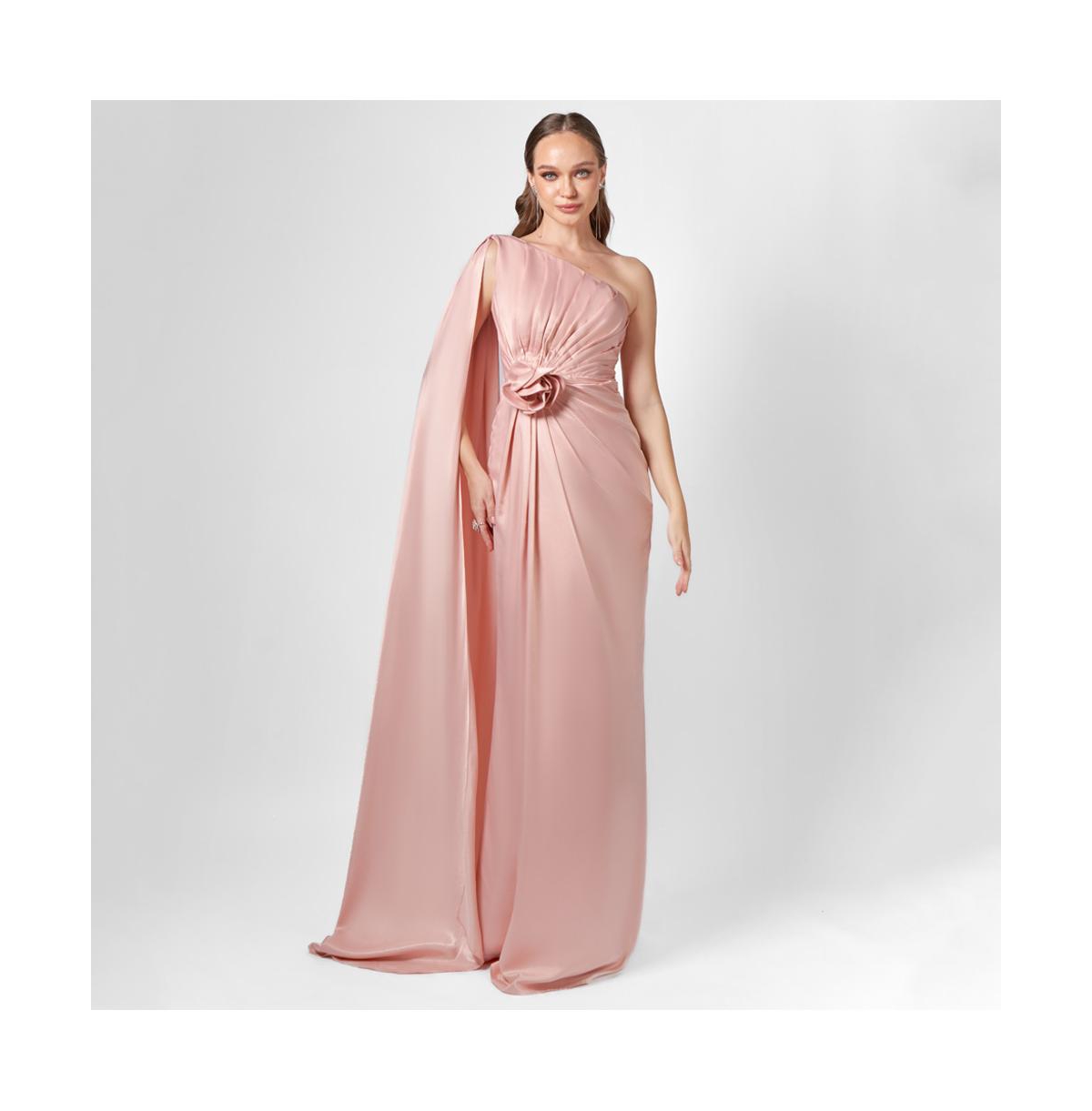 Click here for Bariano Justine One Shoulder Cape Gown - Pink prices