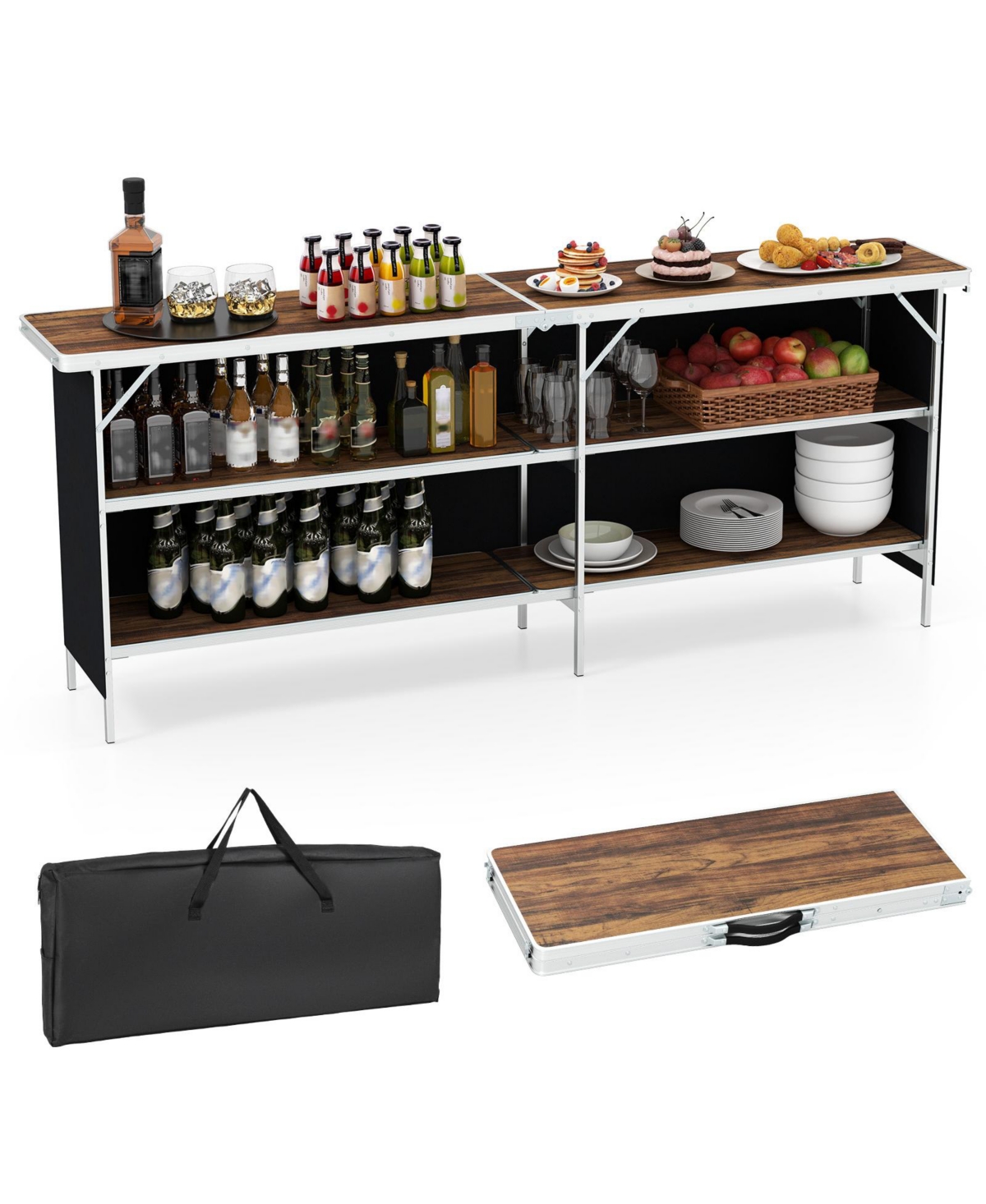 Click here for Akiudex Aluminum Folding Picnic Table with 2 Shelv... prices