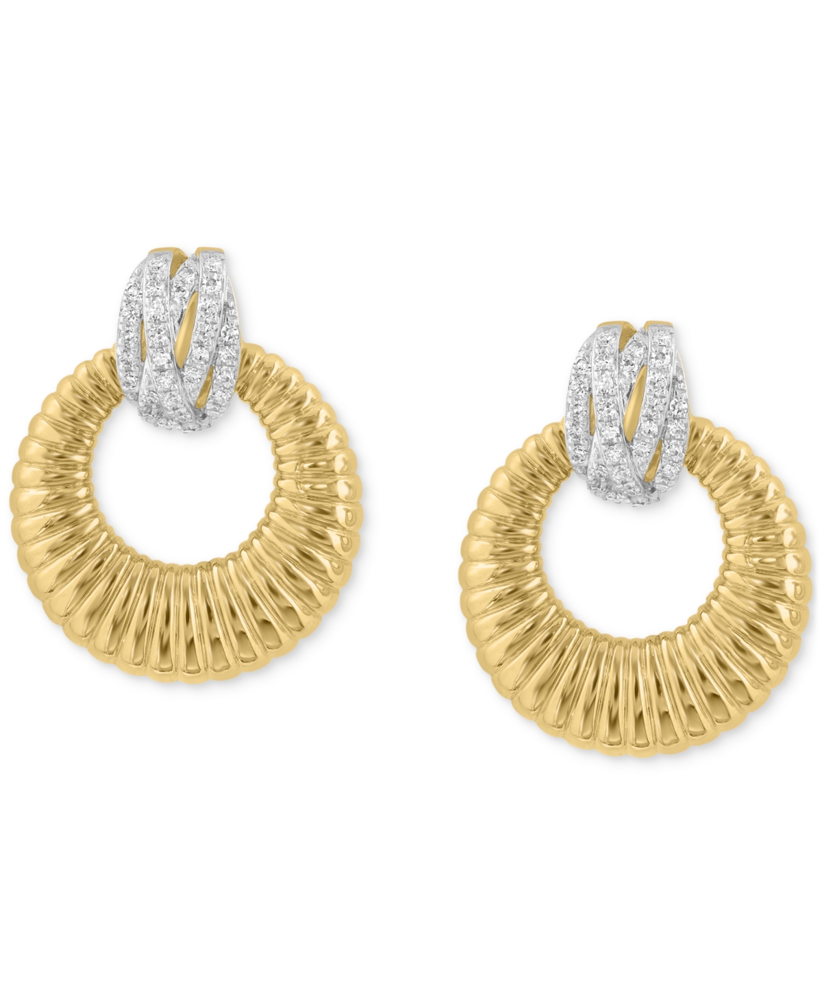 Click here for Effy Diamond Ridged Doorknocker Drop Earrings (1/4... prices