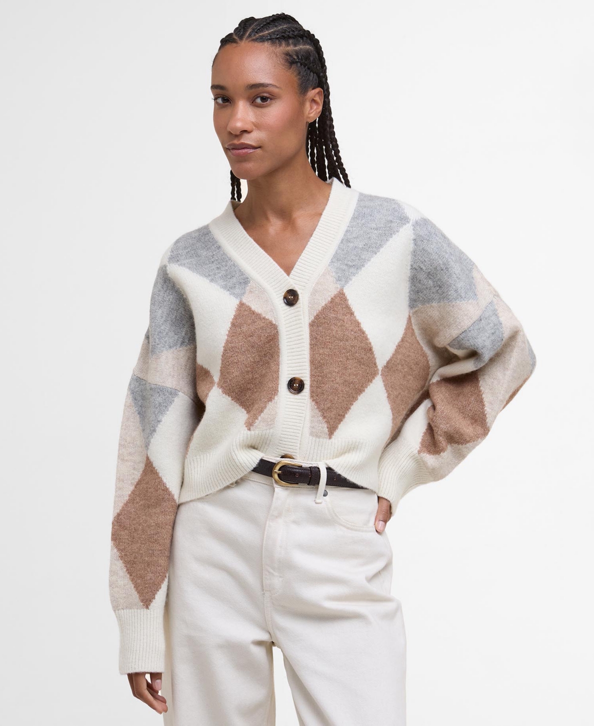 Click here for Barbour Womens Jacquard Patterned Cardigan - Cream... prices