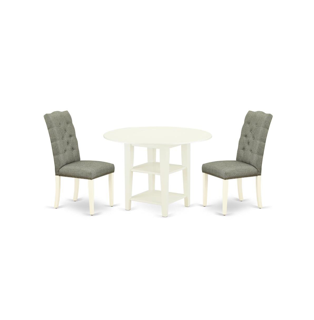 Click here for East West Furniture Dining Room Set Linen White -... prices