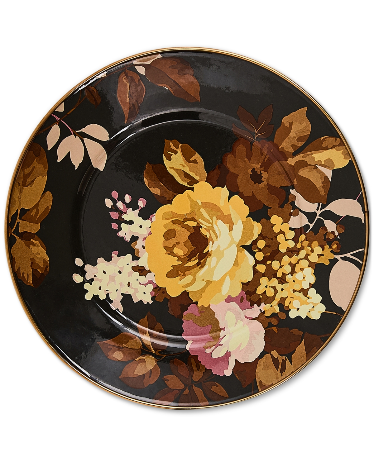 Click here for MacKenzie-Childs Wild Rose Brown Salad Plate - Moc... prices