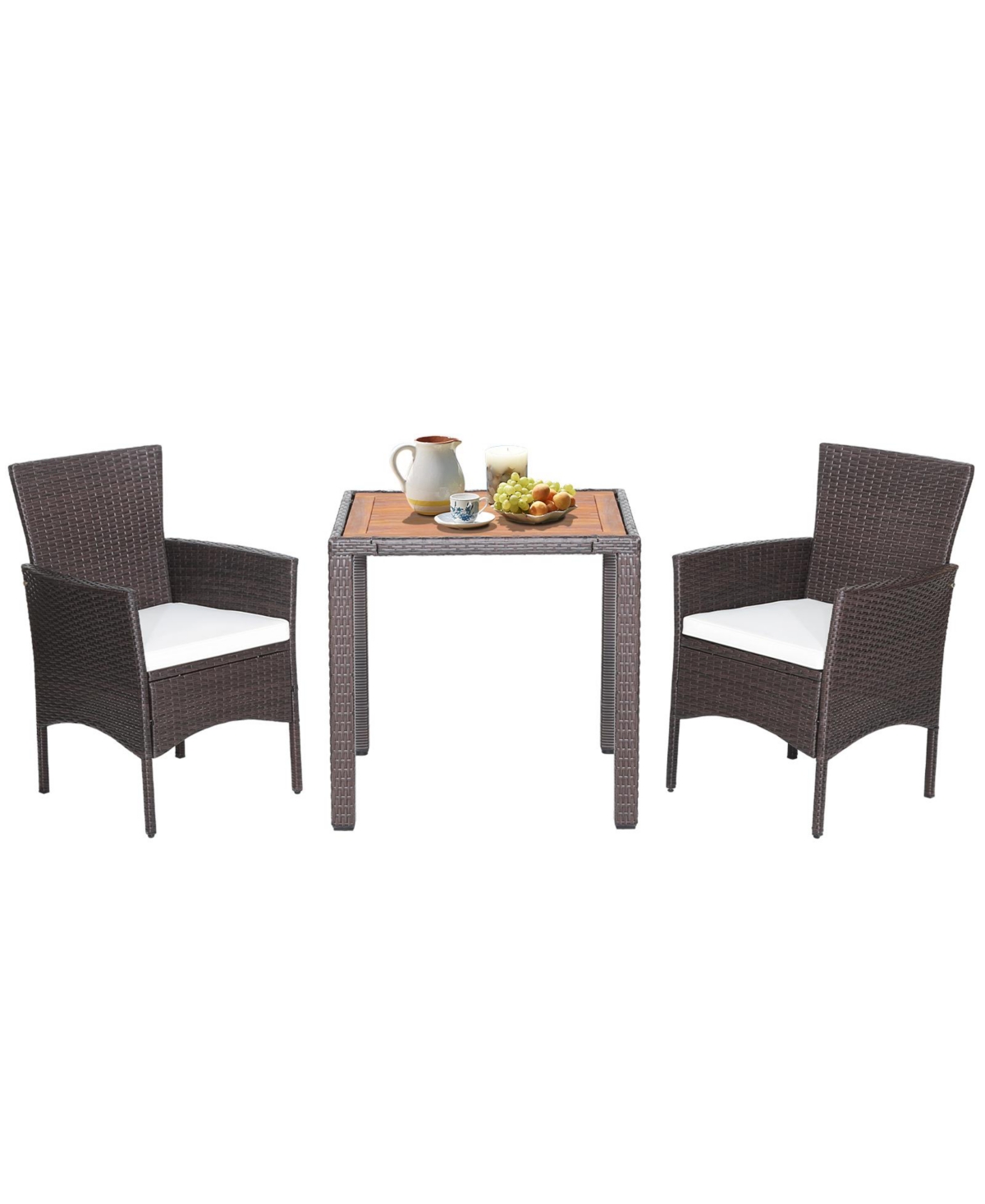 Click here for Gymax Set of 3 Wicker Dining Set Acacia Wood Table... prices