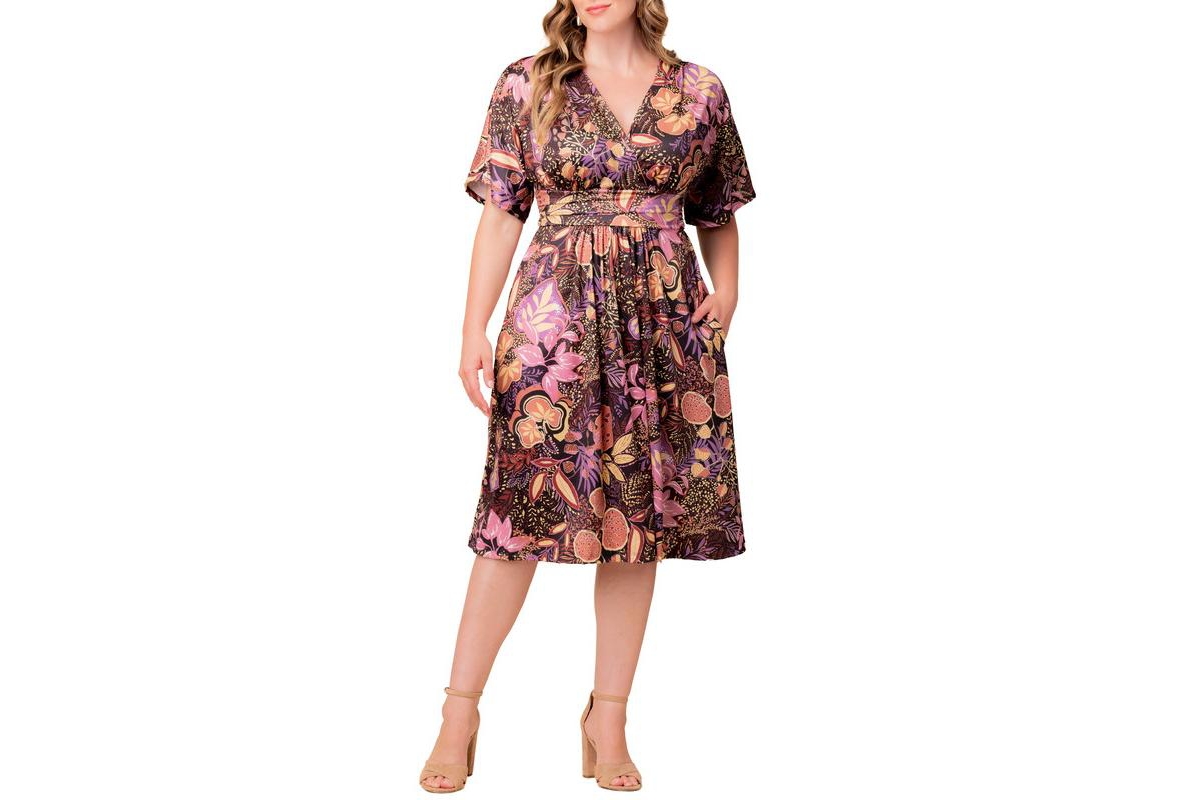 Click here for Kiyonna Womens Plus Size Gia A-Line Midi Dress wit... prices