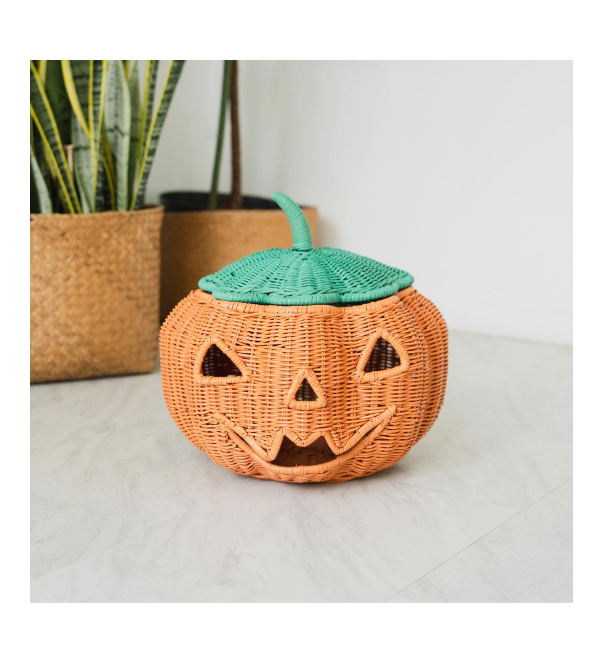 Click here for Momiji - Handcrafted Rattan Pumpkin Face Basket -... prices