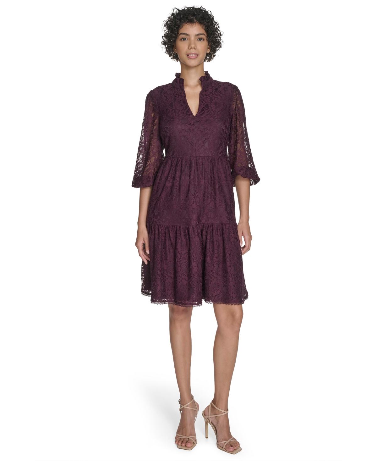 Click here for Jessica Howard Womens Lace V-Neck Babydoll Dress -... prices