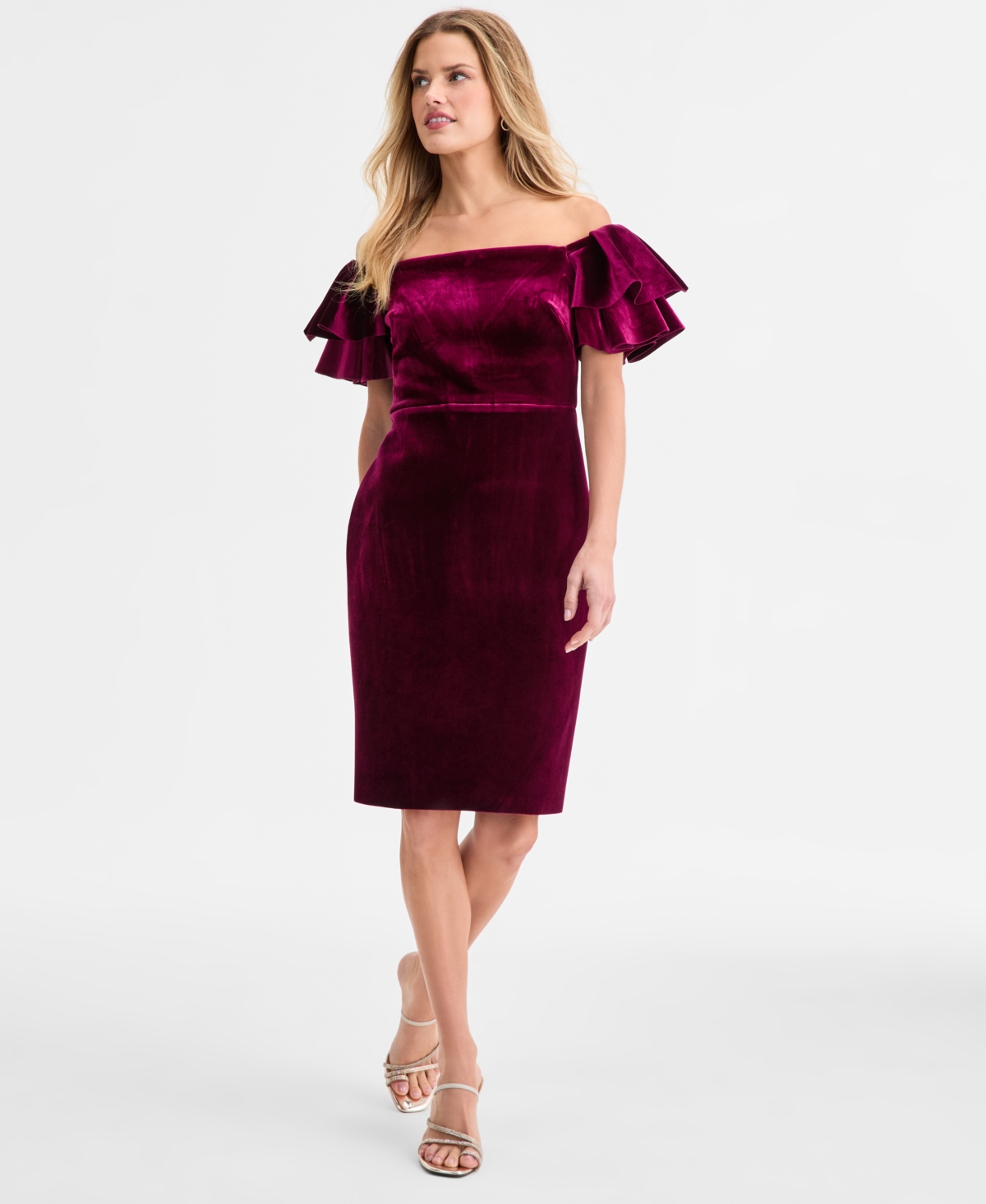 Click here for Eliza J Womens Velvet Off-The-Shoulder Dress - Win... prices