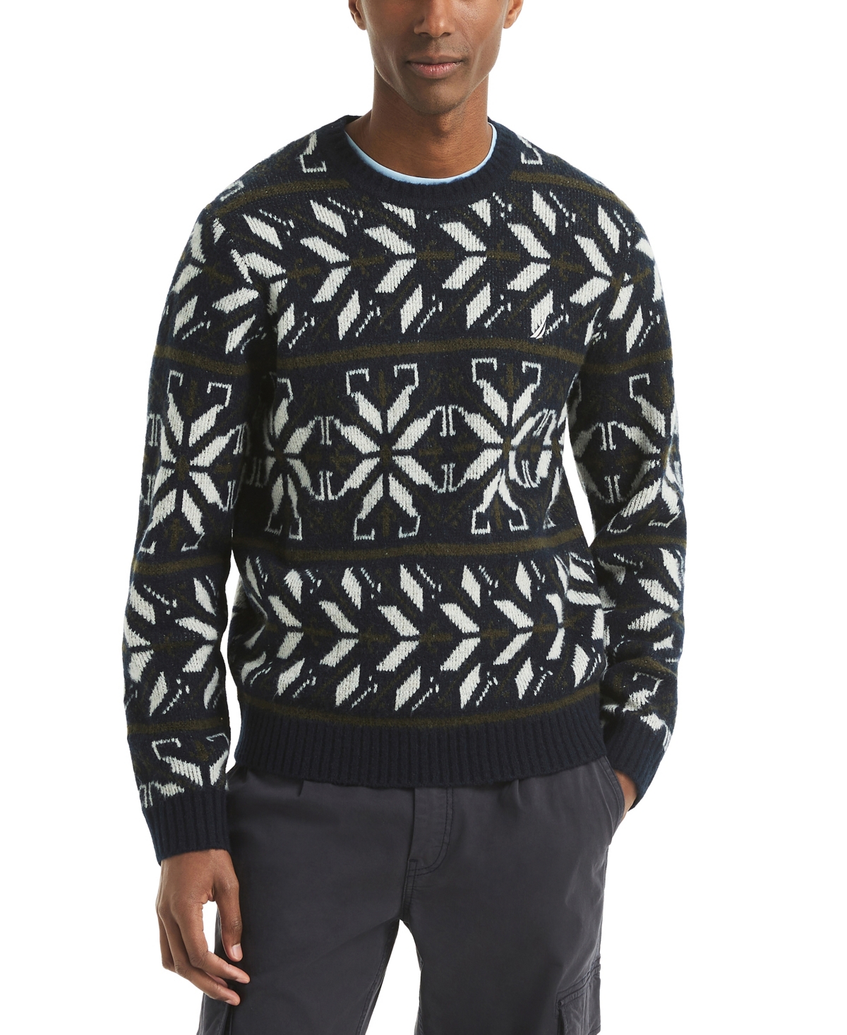 Click here for Nautica Mens Fair Isle Print Sweater - Navy Seas prices