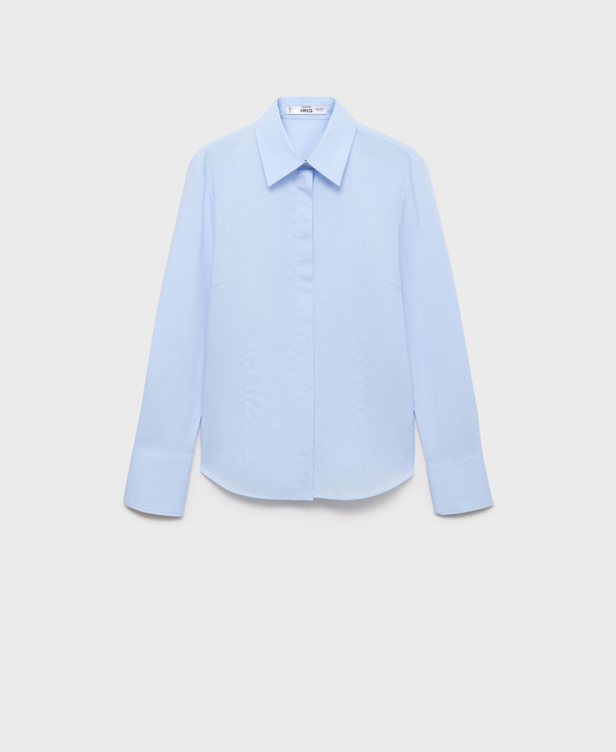 Click here for Mango Womens Fitted Cotton Shirt - Sky Blue prices