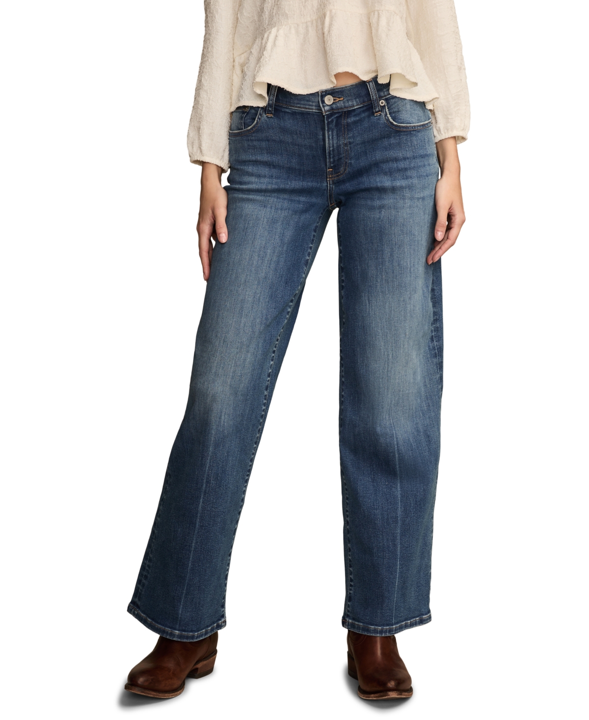 Lucky Brand WomensÂ Mid Rise Sweet Wide Leg Jeans - Riot Frienzy Wash