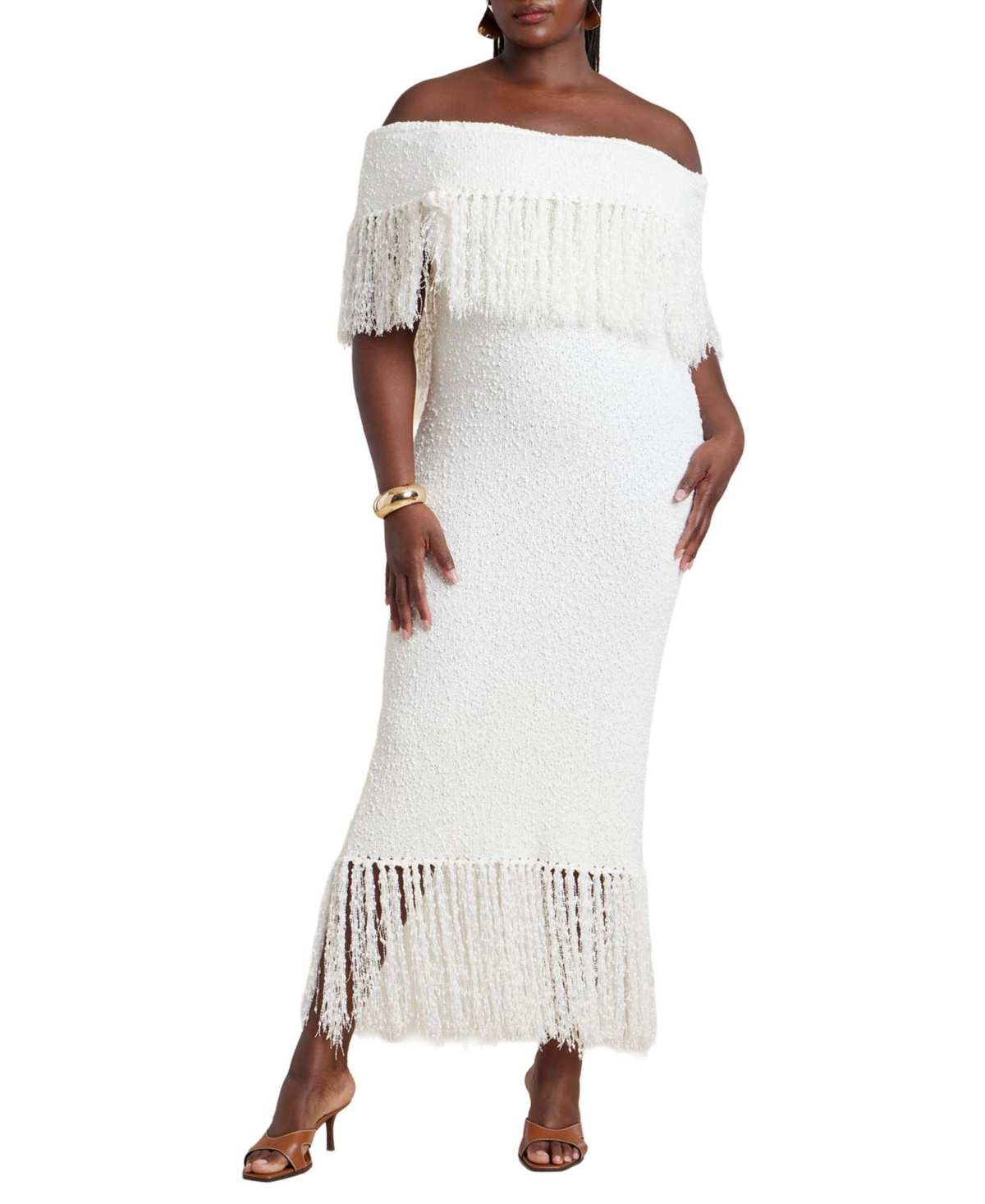 Click here for Eloquii Womens Plus Size Textured Fringe Sweater D... prices