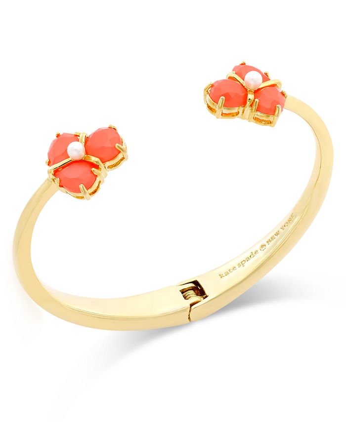kate spade new york Gold-Tone Stone Cluster Hinged Cuff Bracelet - Macy's