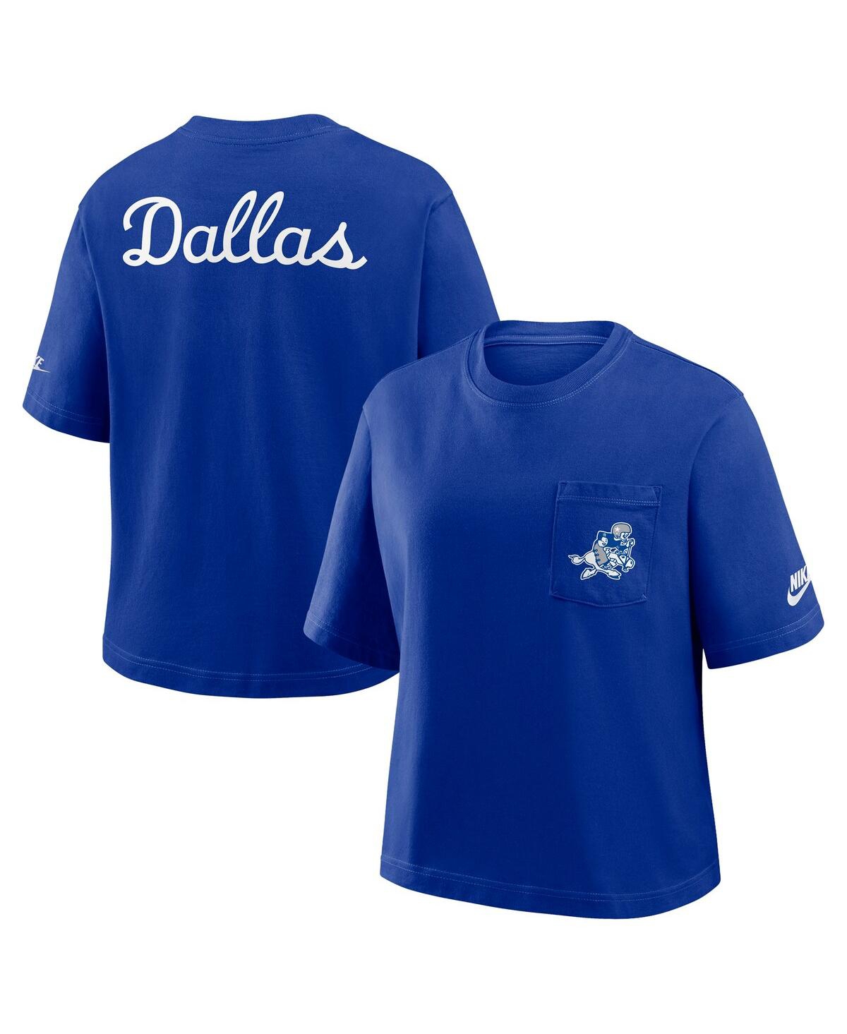 Click here for Nike Womens Navy Dallas Cowboys Rewind Pocket Boxy... prices