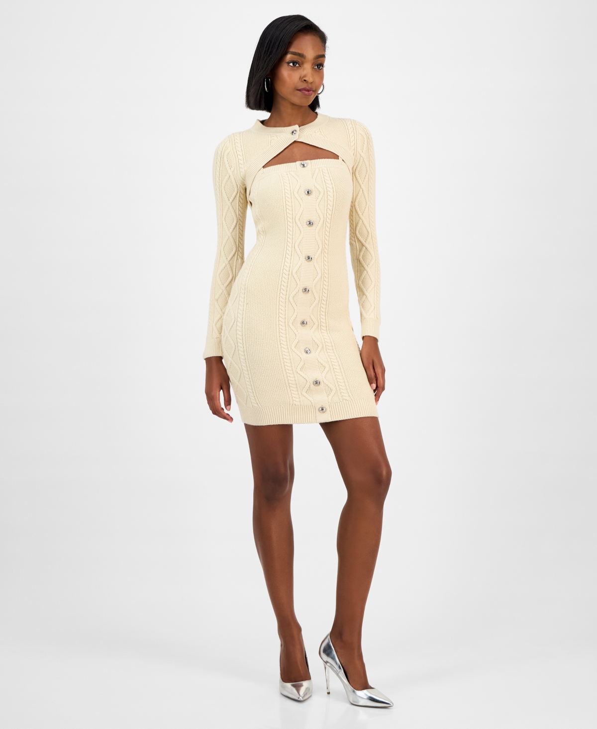 Click here for Guess Womens Daphne Shrug Sweater Dress - River Gr... prices