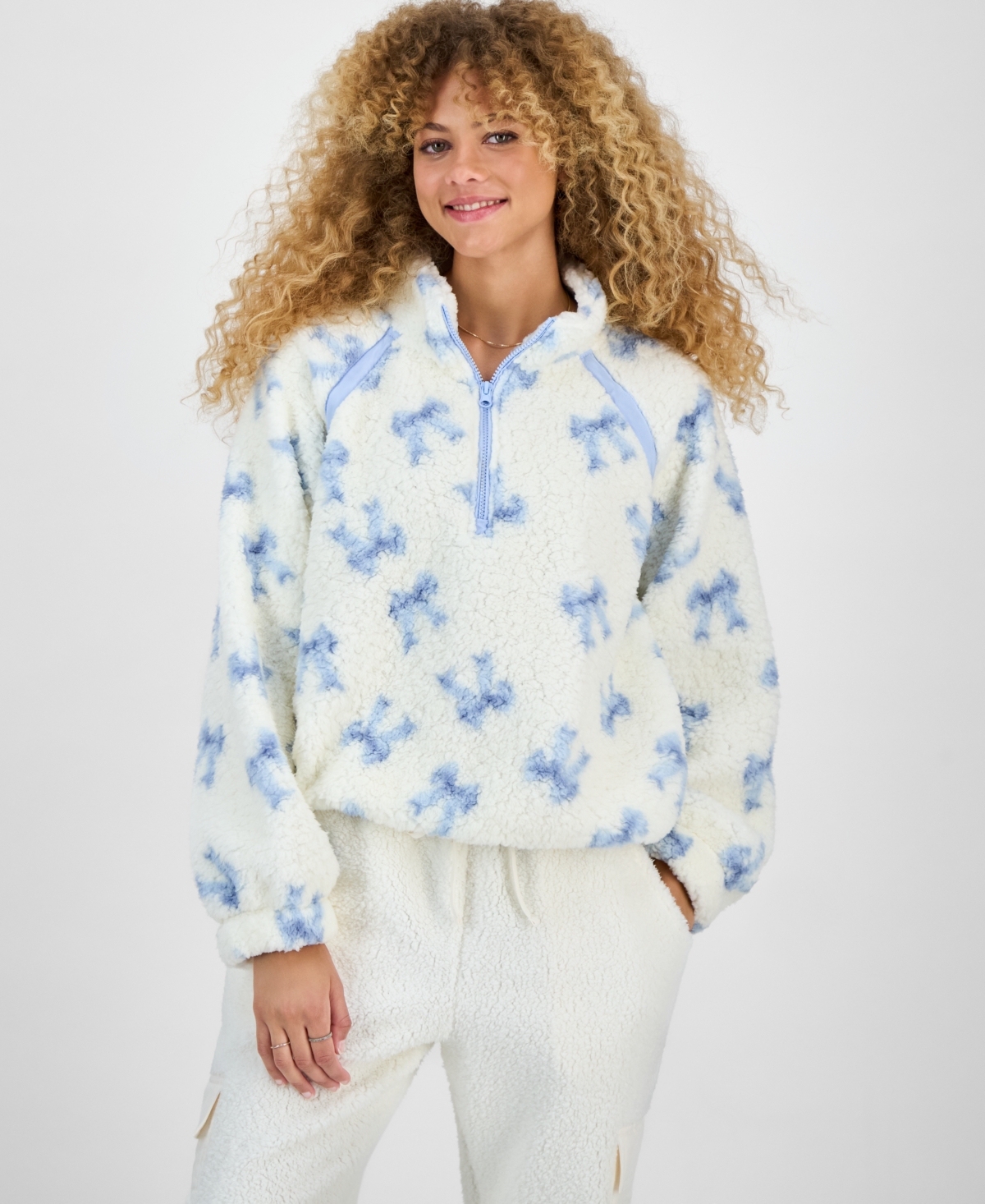 Click here for Hippie Rose Juniors Quarter-Zip Sherpa Jacket - Eg... prices
