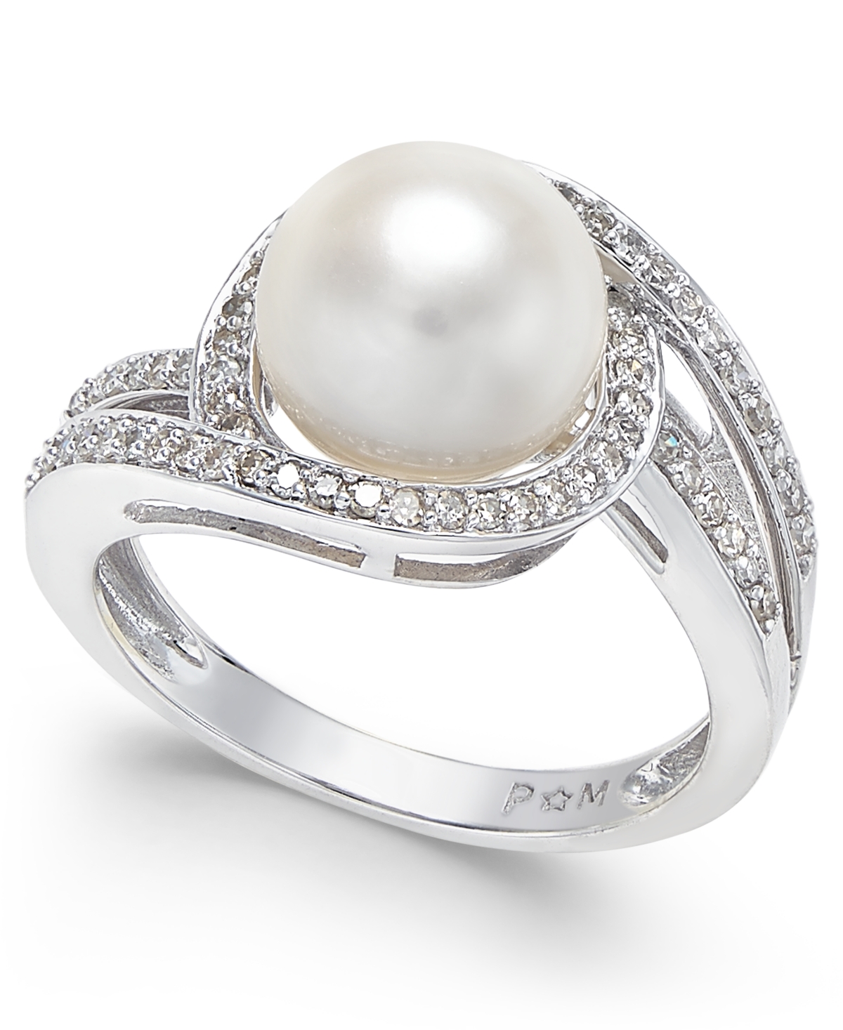 Click here for White Cultured Freshwater Pearl (9mm) and Diamond... prices