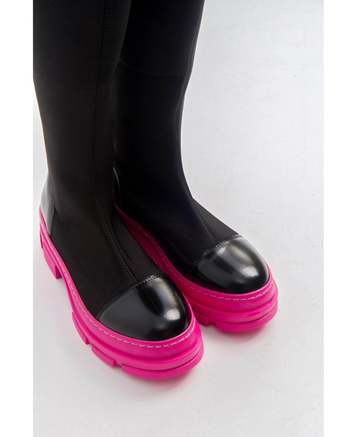 Click here for Prologue Shoes Bella Scuba Boot - Fuchsia faux lea... prices