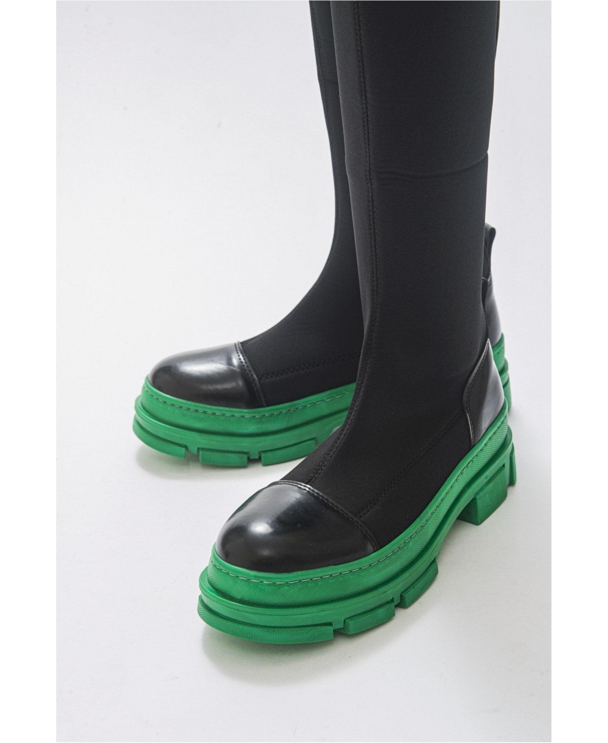 Click here for Prologue Shoes Bella Scuba Boot - Green faux leath... prices